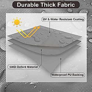 PureFit Outdoor Couch Cover Waterproof Patio Sofa Furniture Covers, 3-Seater Outdoor Cover with Air Vent and Handles, 78W x 35D x 35H Inches, Gray