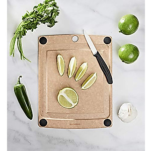 Epicurean All-In-One Cutting Board with Non-Slip Feet and Juice Groove, 11.5" × 9", Natural/Black