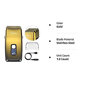 Hatteker Foil Head Shaver Triple Blades Shaver Electric Shaver Razor for Men Close Bald Head Barber Shaver Trimmer Waterproof Wet & Dry, Cordless, Gold