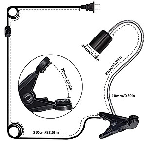 Pet Heating Light Lamp,Turtle Tank Light for Rreptiles,Flexible Clamp Lamp,Stand Heat Lamp,Adjustable Reptile Clamp Heat Lamp,with Clamp E27 Base 360° Hose Aquarium,for Reptiles Lizard Turtle,No Bulb