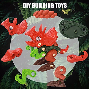 5 in 1 Take Apart Dinosaur & Truck Toys for Kids, Take Apart Toys with Electric Drill Stem Dinosaur Building Construction Educational Learning Toy for Kids Girls Boys 3 4 5 6 7 Year Old