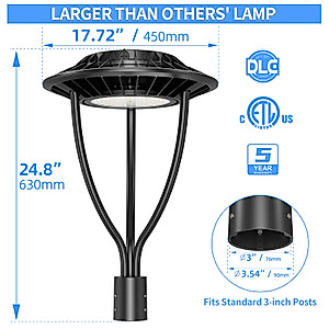 ADUB 150W 120W 90W LED Post Light 21,000 LM, DLC ETL Listed LED Post Light with Photocell 5000K, IP65 Lamp Post Light Outdoor Pole Fixture, Commercial Street Area Lighting for Parking lot Garden Yard