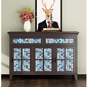 Livelynine Waterproof Wallpaper for Bathroom Shower Wall Decorative Contact Paper Self Adhesive for Furniture Stickers Kitchen Backsplash Tiles Peel and Stick Counter Removable Blue Mosaic 15.8"x78.8"