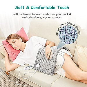 XL Electric Heating Pad for Back Pain Relief with Auto Shut Off in 90 min, 3 Heat Level Settings, 100% Soft Comfortable Polyester XL Extra Large King Size 12" x 24"
