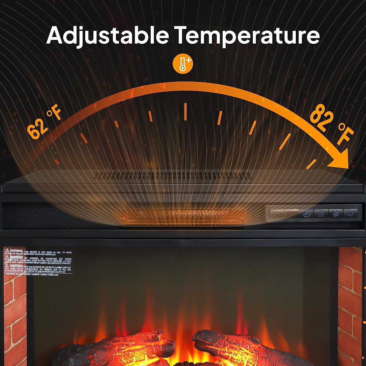 ROVSUN 26" Recessed Electric Fireplace Insert w/Remote Control Timer Adjustable Space Heater FireBox, 3 Flame Brightness, Two Side Built-in Wall Tiles Logs,CSA Listed(Black)