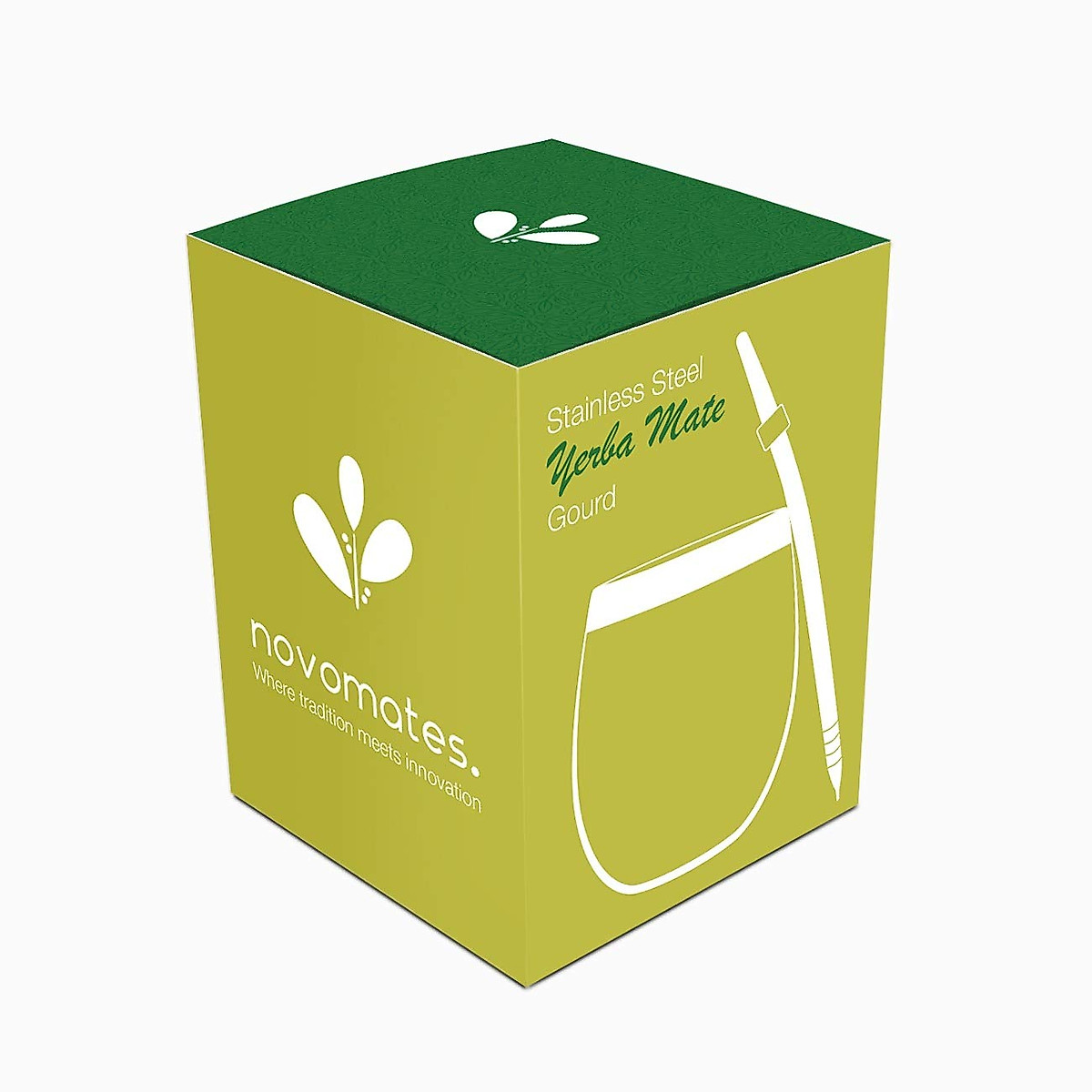 Novomates Yerba Mate Kit Including Double Wall Stainless Steel Mate Tea Cup and Mate Straw – Yerba Mate Cup and Bombilla Mate - Yerba Mate Gourd - Bombilla Mate and Mate Tea Cup 8oz (237ml) (Teal)