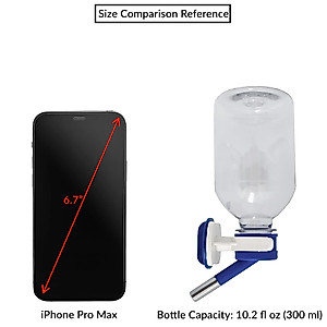 Choco Nose Patented Mini No-Drip Water Bottle/Feeder for Hamsters/Hedgehogs/Gliders/Rats/Mice/Other Small Pets and Animals - for Cages, Crates or Wall Mount. 10.2oz. Nozzle 10mm, Blue (C125)