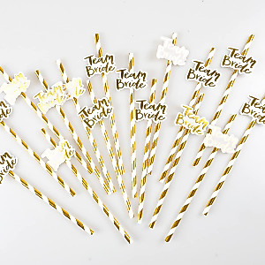 MOVINPE Bachelorette Party Accessories, Hen Party Cups Straws 16 Set, 1 Bride Hair Ties 15 Bride Tribe Hair Ties, Tattoos Bride Tribe, Bride to Be Decorations Bridal Shower Party Supplies (Golden)