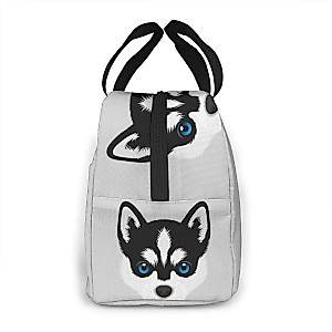Mount Hour Funny Dog Puppy Siberian Husky Insulated Lunch Box Reusable Cooler Tote Bag Waterproof Lunch Holder Gift for Women & Men Work Picnic or Travel
