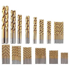 99 Pcs Titanium Coated Drill Bit Set, 135 Degree Tip HSS Drill Bits Kit for Steel, Aluminum, Copper, Soft Alloy Steel, Wood, Plastic Size from 1/16" to 3/8" (Plastic Bag)