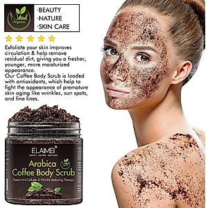 Natural Coffee Scrub with Organic Coffee Exfoliating Body Scrub, Best Acne, Anti Cellulite and Stretch Mark treatment, Spider Vein Therapy for Varicose Veins & Eczema