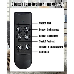 6 Button Power Lift Chair Remote Replacement with 5-Pin Plug Extension Cable, Home Recliner Hand Control Fit for Okin Golden Catnapper Dewert Limoss Power Lift Recliner Chair, (Not Fit for Lazyboy)