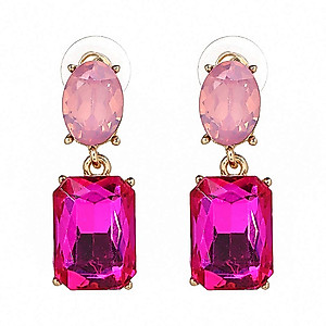 Statement Earring Shinyopal Crystal Stud Earrings Women 3 Colors Natural Stone Jewelry Hot Pink