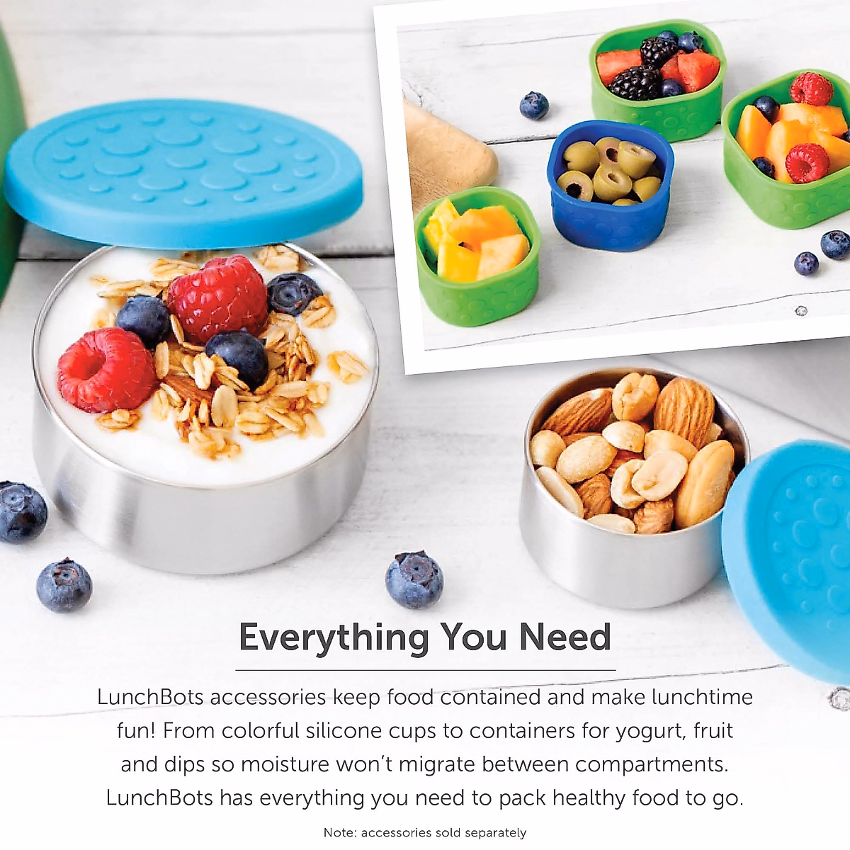 LunchBots Small Snack Packer Toddler Bento Box - Extra Small Divided Stainless Steel Snack Container - 2 Compartments for Fruits, Vegetables and Finger Foods - Dishwasher Safe – Stainless Lid