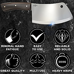 Grand Way Butcher Knife - Cleaver Knife for Meat Bone Vegetable Fruit Knife - Indoor Outdoor Cooking Utensil -