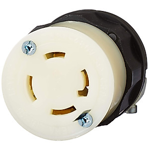 Leviton 2733 30 Amp, 480 Volt 3-phase, NEMA L16-30R, 3P, 4W, Locking Connector, Industrial Grade, Grounding - Black-White