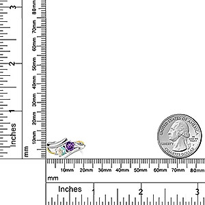 Gem Stone King 925 Sterling Silver and 10K Yellow Gold Purple Amethyst White Simulated Opal and White Lab Grown Diamond Ring For Women (1.00 Cttw, Gemstone Birthstone, Available In Size 5, 6, 7, 8, 9)