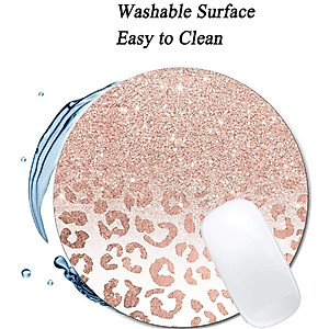 Rose Gold Glitter Ombre Mouse Pad Round Non-Slip Rubber Mousepad Laptop Office Computer Decor Cute Desk Accessories Customized Design Mouse Pad