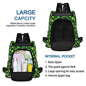 ALAZA St Patricks Day Shamrock Backpack with Keychain for Woman