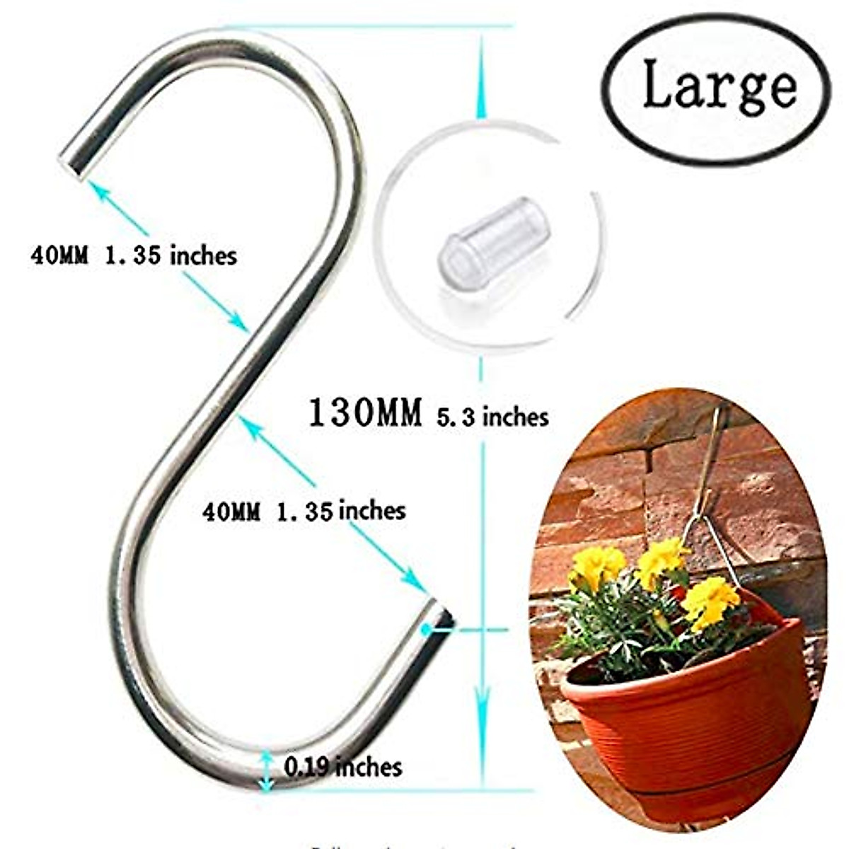 10 Pack S Shaped Hooks Gardening Tools 5.5 inch Heavy-Duty Stainless Steel Hooks Hanging Hanger Bearing Up to 30 KG, Plants, Kitchen Pots and Pans,Shower Curtain -Large Size