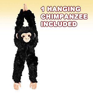 ArtCreativity Black Hanging Chimpanzee Plush Toy, 19 Inch Stuffed Chimpanzee with Realistic Design, Soft and Huggable, Cute Nursery Decor, Best Birthday Gift for Boys and Girls