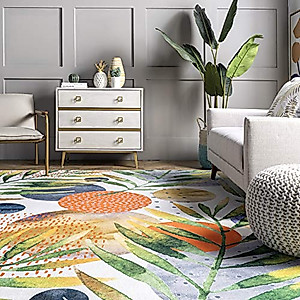 nuLOOM Sailor Machine Washable Tropical Area Rug, 8' x 10', Green