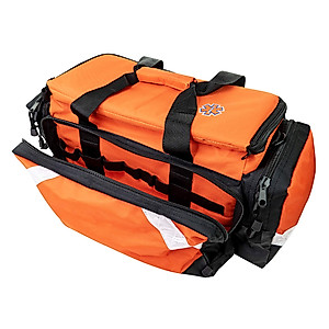 LINE2design Empty Medical Elite Trauma Bag - First Responder Carrier Bag for EMT, Paramedic, Emergency and Medical Supplies Kit - Heavy-Duty Zippered Pockets Portable EMS Home Health Aides - Orange