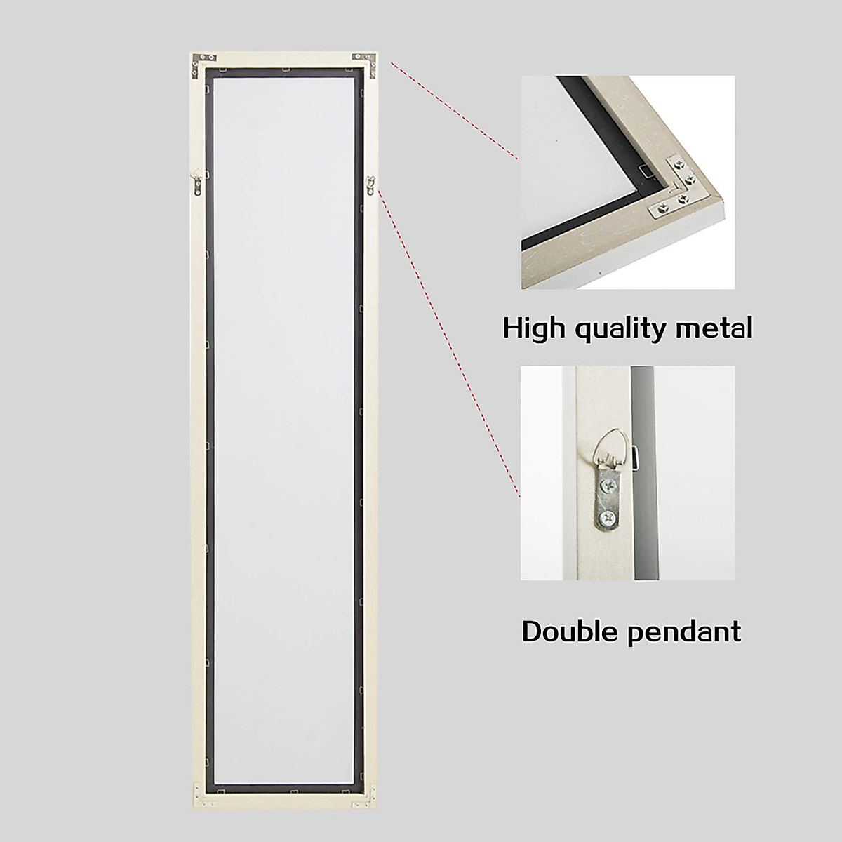 FANYUSHOW 47x12 Inch Long, Full Body,Full Length Wall Mirror for Bedroom Bathroom Living Room,White