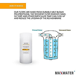 Max Water 5 Micron 10 inch x 4.5 inch Whole House Melt-Blown Polypropylene Sediment Water Filter Replacement Cartridge (Pack of 20)