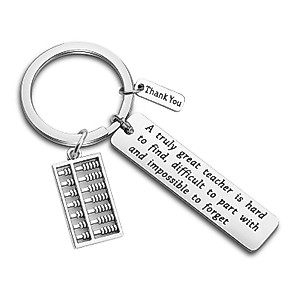 Math Teacher Thank You Keychain A Truly Great Teacher is Hard to Find Retirement Gift for Teacher (Abacus)