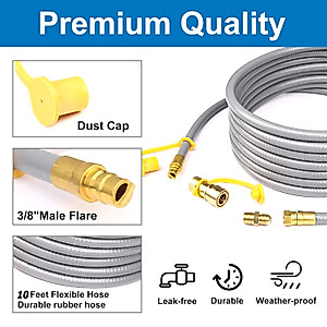 Uniflasy 5249 Propane to Natural Gas Conversion Kit Fits Blackstone 28", 36" Griddles Tailgater Rangetop Combo & Single Burner Rec Stove, 3/8" Natural Hose 10Feet with Quick Connect Fitting