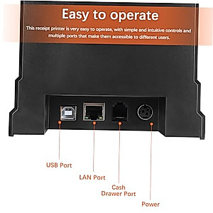 ULTECHNOVO Portable Printer Thermal Printer Abs Receipt Printer for Small Business Black Thermal Pos Printer