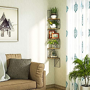 Love-KANKEI Wall Storage Corner Shelf and Rustic Floating Shelves Bundle （Contains 2 Items）