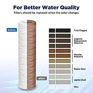 42 Pack of 10 Micron 10"x2.5" String Wound Whole House Water Filter Replacement Cartridge by Membrane Solutions, Universal Sediment Filters for Well Water, Compatible with WFPFC4002, CW-F, CW-MF, WP-5
