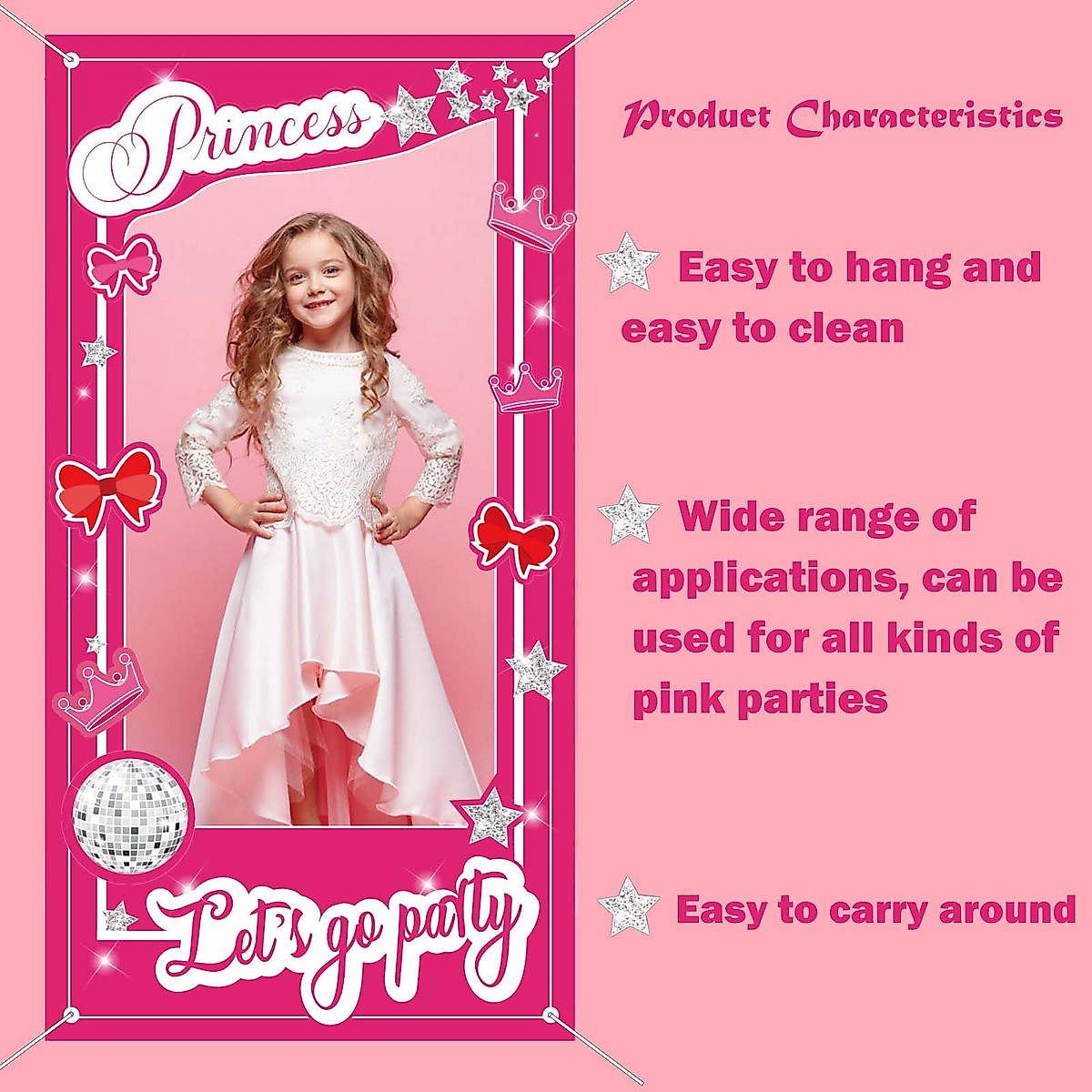 Pink Girls Birthday Decorations Hot Pink Photo Booth Props Let’s Go Girls Bachelorette Party Decor for Birthday Bridal Shower Pink Party Supplies