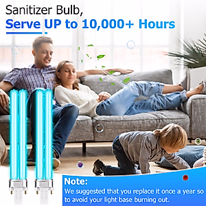 Qualirey 2 Pcs 9W UV Light Bulb Compatible with D200 Air Purifier, Air Purifier Whole House UV Light for R18, R18D R2000 Induct Air Purifier, UVC G23 2 Pin Base HVAC UV Light Bulb Replacement