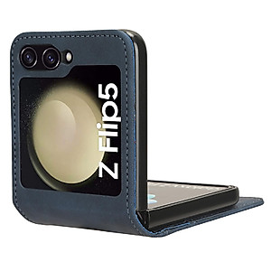 DAMONDY for Galaxy Z Flip5 5G Wallet Case,Samsung Z Flip5 5G Phone Case, Leather Flip Case Classic Design with Card Slot and Magnetic Closure Flip Fold Case for Samsung Z Flip5 5G -Blue