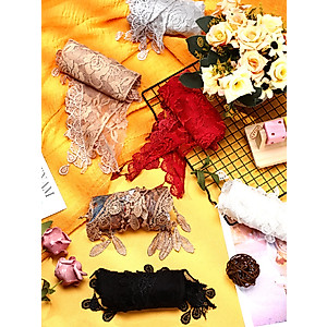 Zhanmai 6 Pieces Triangle Women Church Veil Lace Mantilla Wedding Shawl Catholic Floral Scarf Catholic Cover for Cathedral