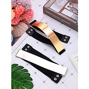 Chuangdi 2 Pieces Women's Mirror Stretch Waist Dress Belt Skinny Belt for Women Dress Waist Belt Metal Mirror Elastic Belt (Gold, Silver)