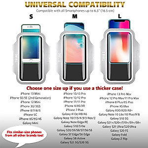 TRIBE Water Resistant Cell Phone Armband Case Running Holder for iPhone Pro Max Plus Mini SE (13/12/11/X/XS/XR/8/7/6/5) Galaxy S Ultra Plus Edge Note (21/20/10/9/8/7/6/5) Adjustable Strap & Key Pocket