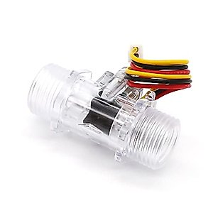 MANGAO 1/2" Transparent Water Flow Sensor 1.75MPa Sensor Turbine Flowmeter DC5~18V (Size : 1/2", Color : Black)
