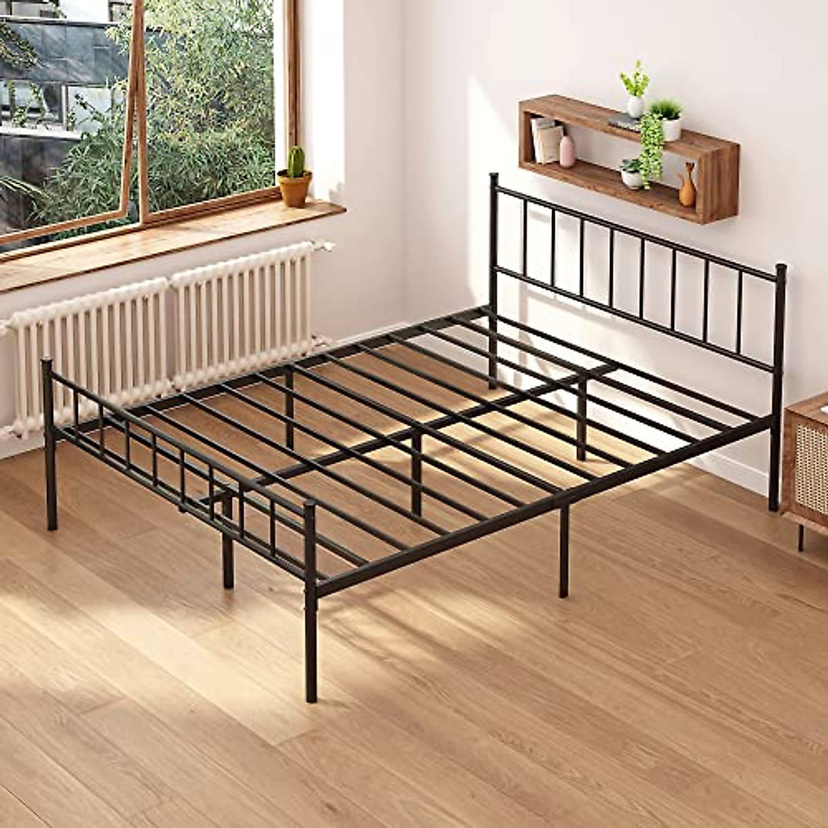 HLIPHA Full Size Metal Platform Bed Frame with Heavy Duty Steel Slat Support,14" Height Easy Assembly Mattress Foundation,No Box Spring Needed,Black