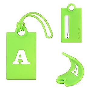 Vigorport Initial Luggage Tags for Suitcase, 3 Pack Bright Silicone Bendable Tags with Privacy Name Card for Travel Sports Easy Identification(Letter A)
