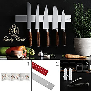 Efficient and Space-Saving Magnetic Knife Holder 16 Inch - Saving Magnetic Knife Strips - Effortlessly Organize Your Kitchen, Display Knives, and Free Up Counter Space (Metallic)