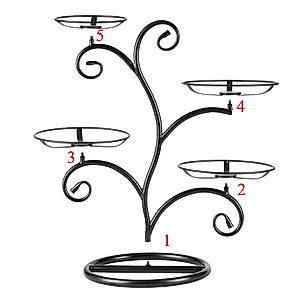 GuangYang Four Tier Tree Stand Display Serving Platter, Multi-Tier Cake Tray Stand, Food Server Display Plate Rack, Black Frame