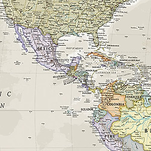 Maps International - Giant World Map Mural - Mega-Map Of The World Wallpaper - 91 x 62 - Classic colours