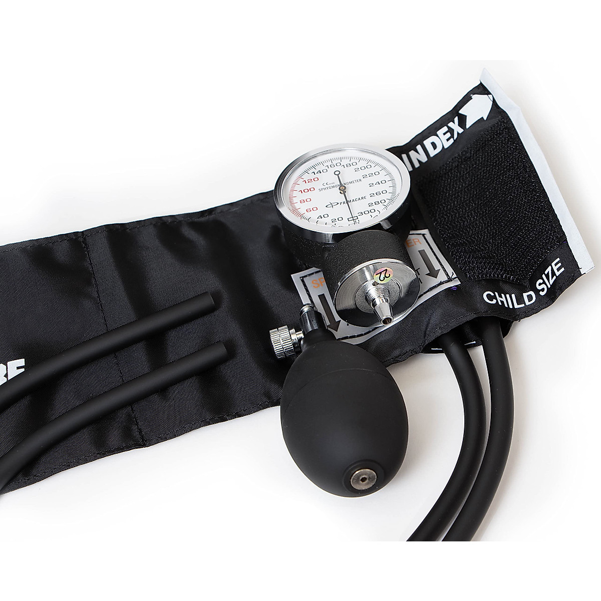 Primacare DS-9191 Pediatric Size Aneroid Sphygmomanometer Manual Blood Pressure Monitor Kit, BP Cuff with Latex Free Inflation System, Waterproof and Portable Nylon Carry Case