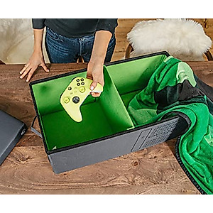 Ukonic Xbox Series X Logo Collapsible Storage Bin Chest with Lid | Fabric Basket Container with Handles, Cubby Cube Closet Organizer | Video Game Gifts And Collectibles | 24 x 12 Inches