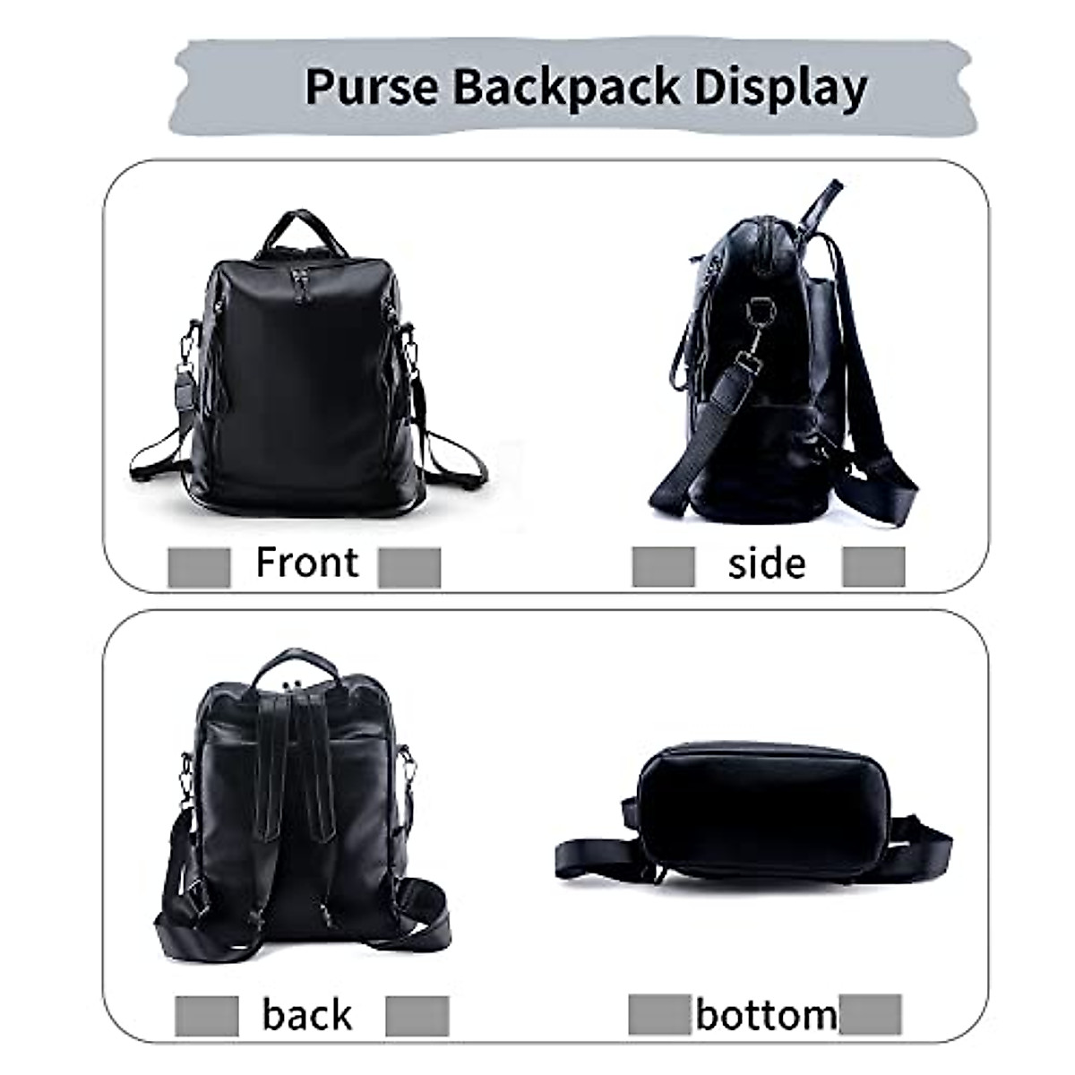 NZ SIXVONA Backpack Purse for Women, Fashion Anti-theft Water Resistant Women Travel Backpack Purses for Ladies Girls, Black