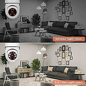 KOWVOWZ 2PCS 2.4GHz & 5GHz Wireless WiFi Light Bulb1080P Security Camera Wireless Outdoor, 360° Indoor Light Socket Security Cameras for Home Security with 2-Way Audio, Smart Motion Detection (2PCS)
